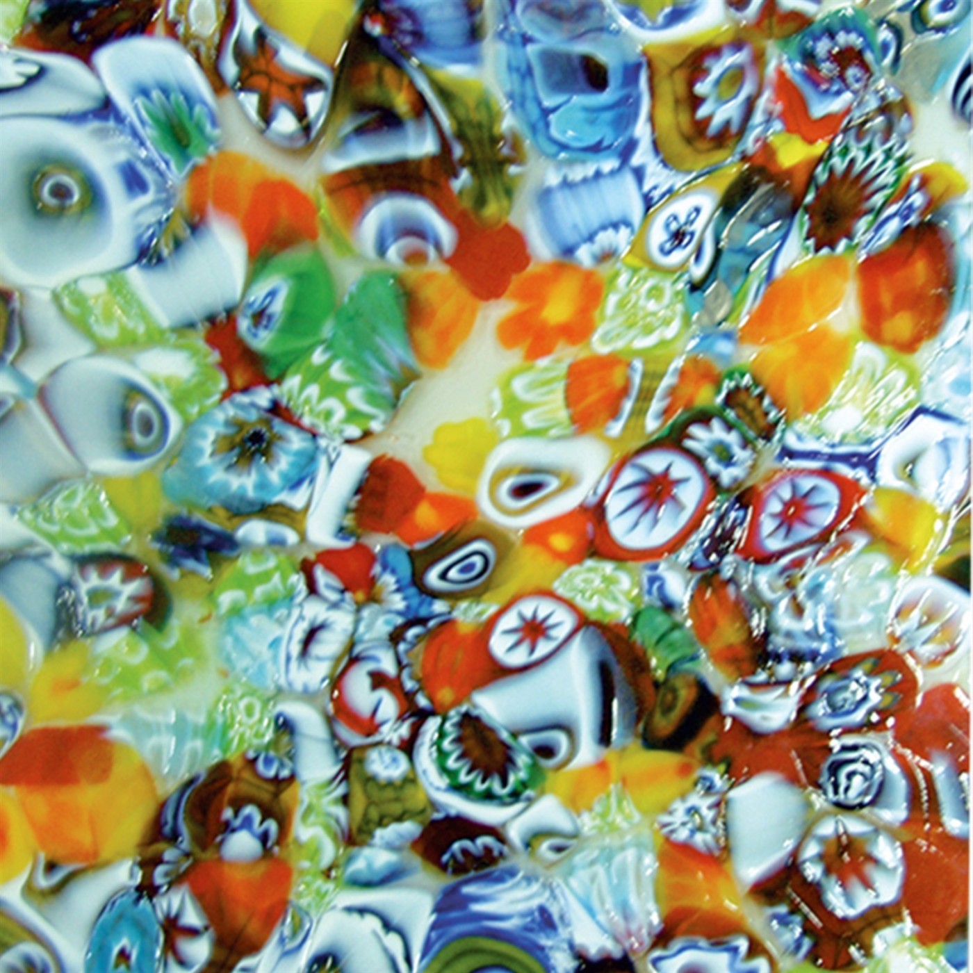 Murano glass tile with blue veins 20x20 cm